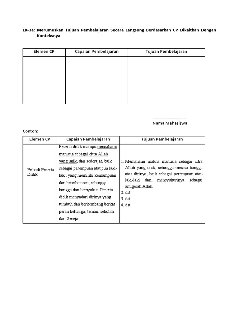 Elemen CP Capaian Pembelajaran Tujuan Pembelajaran | PDF