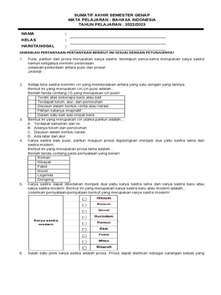 Naskah Soal Bindo Sas Ii | PDF | Klasik