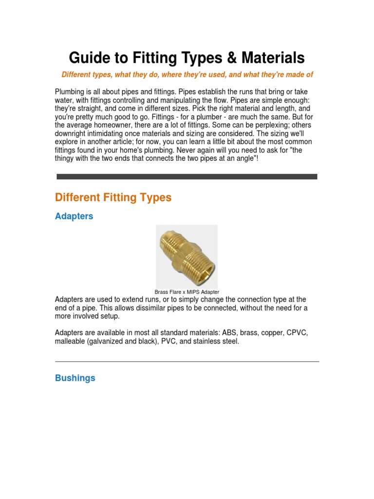 Fittings | PDF | Plumbing | Pipe (Fluid Conveyance)