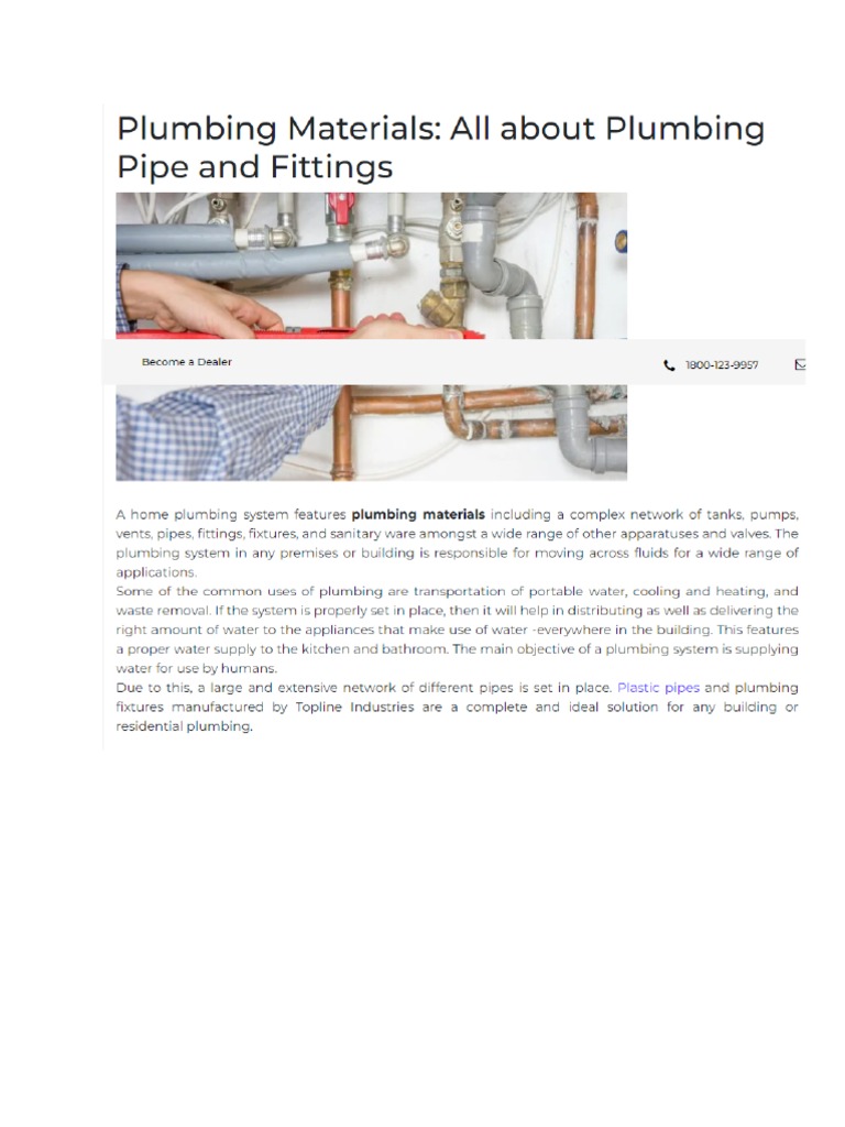 Plumbing Materials All About Plumbing Pipe & Fittings | PDF