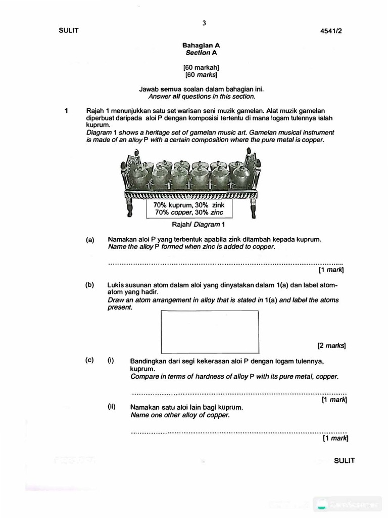 Trial SPM Chem Paper 2 Set 1 | PDF