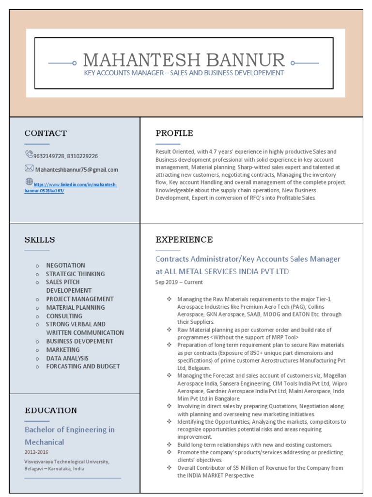Mahantesh Bannur: Contact Profile | PDF | Sales | Customer
