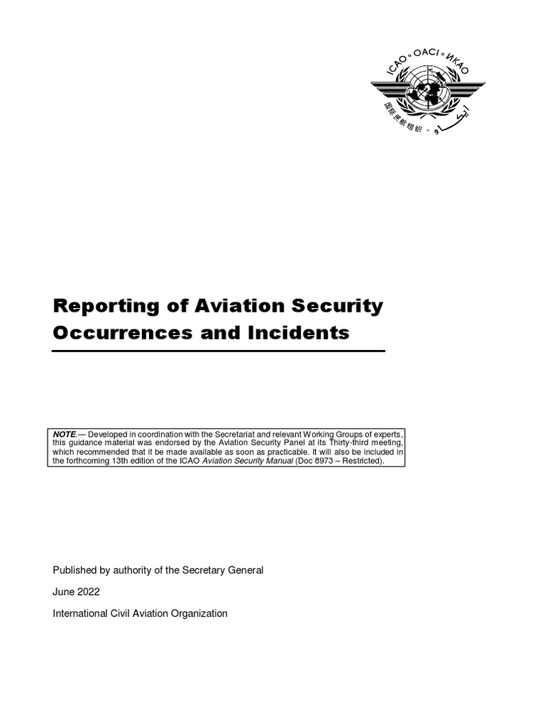 Reporting Aviation Security Occurrences and Incidents - Reformatted | PDF | Computer Security ...