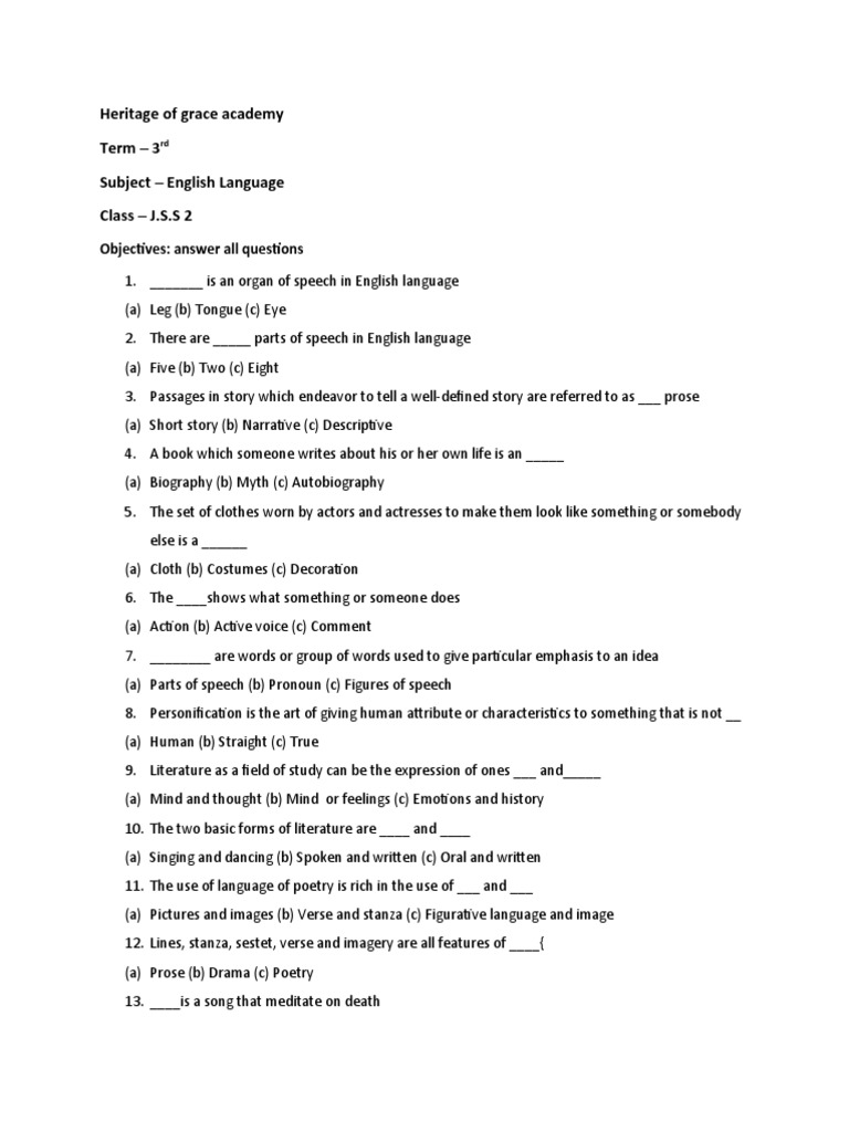 English Language Proficiency Test | PDF | Adverb | Poetry