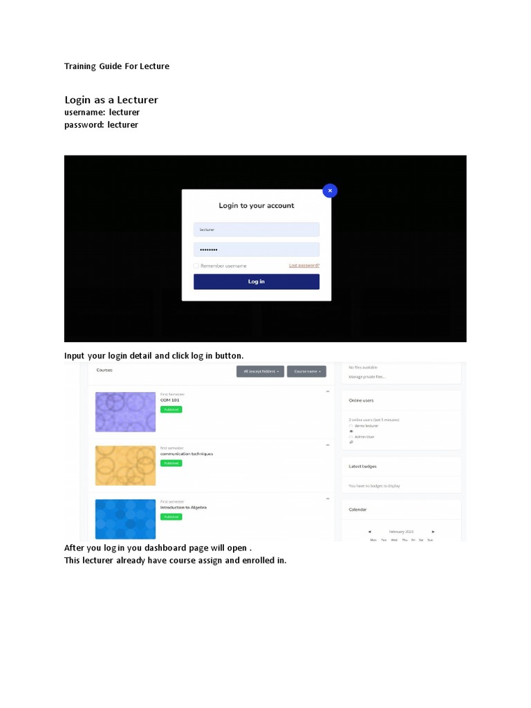 Training Guide For Lecture | PDF | Login | Icon (Computing)