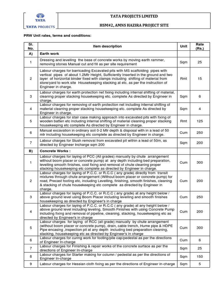 AMNS Hazira Project Labour Rates | PDF | Employment | Taxes