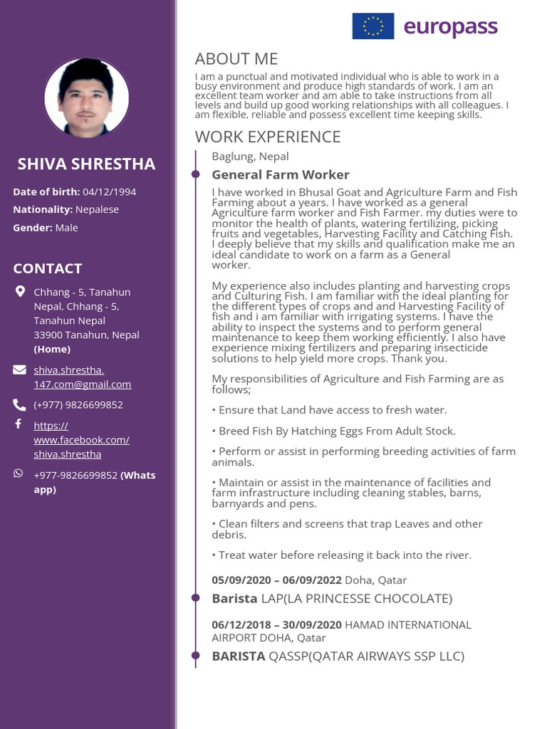 CV - Shiva Shrestha | PDF | Agriculture | Farms