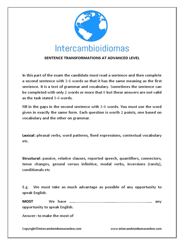 Cae (c1) - Rephrasing | PDF | English Language | Sentence (Linguistics)