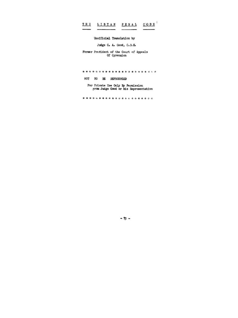 Libyan Penal Code | PDF