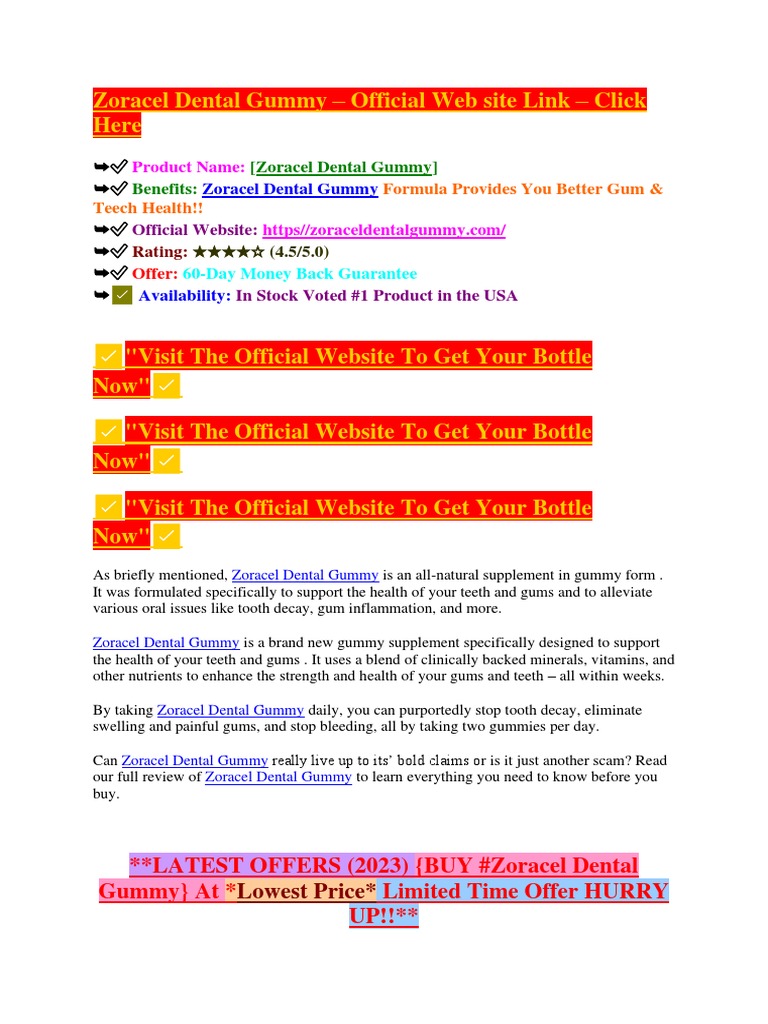 Zoracel Dental Gummy - Official Web Site Link - Click Here: "Visit The ...