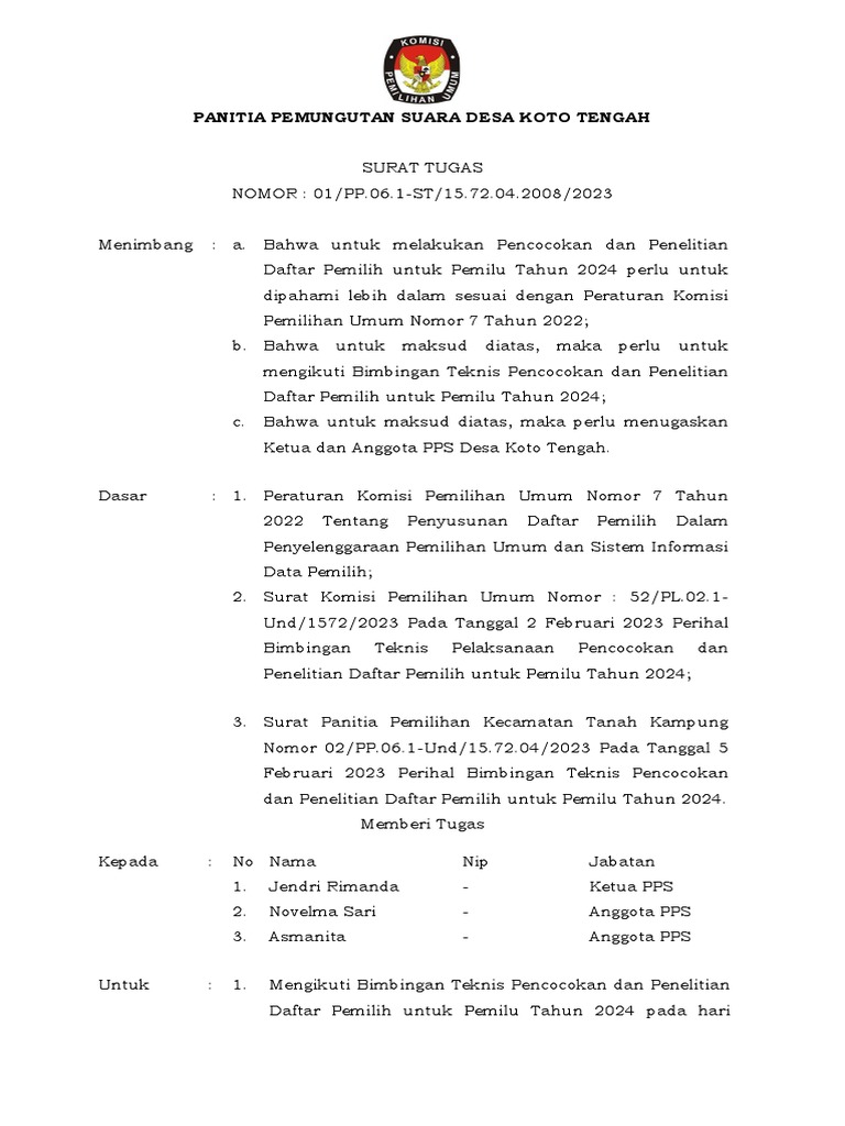 SURAT TUGAS PPS 6 FEB | PDF