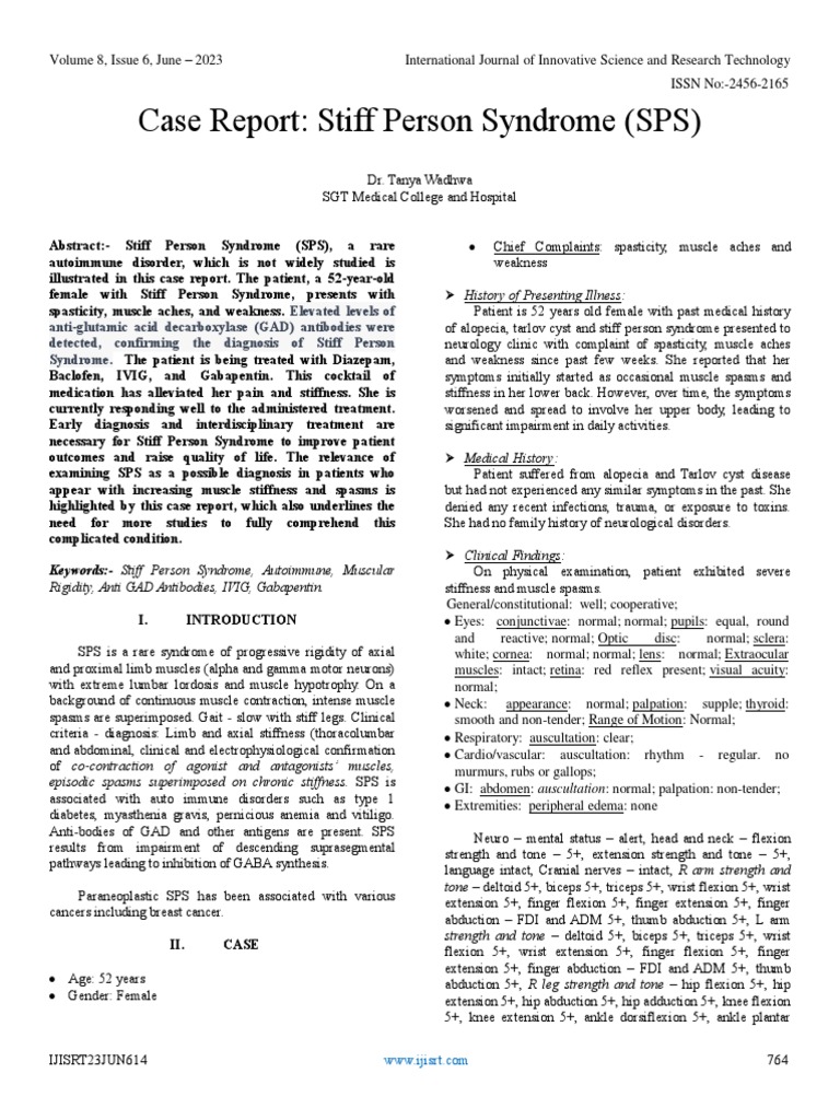 Case Report: Stiff Person Syndrome (SPS) | Download Free PDF | Anatomical Terms Of Motion ...