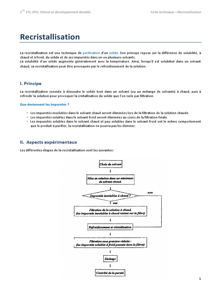 Fiche Recristallisation | PDF | Solvant | Chimie