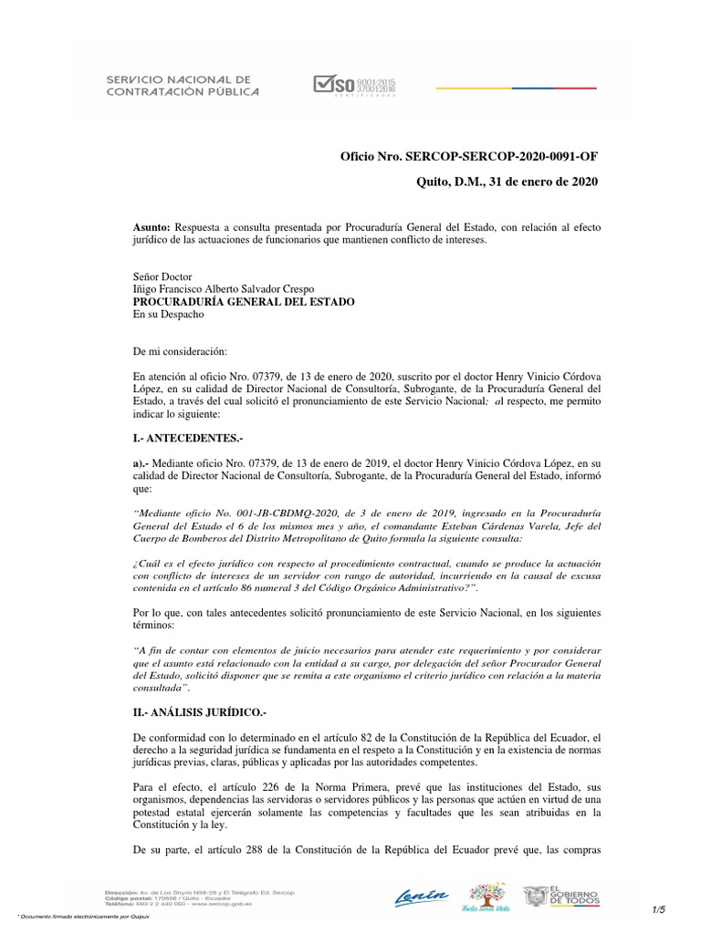 SERCOP-SERCOP-2020-0091-OF | PDF | Regulación | Debido al proceso