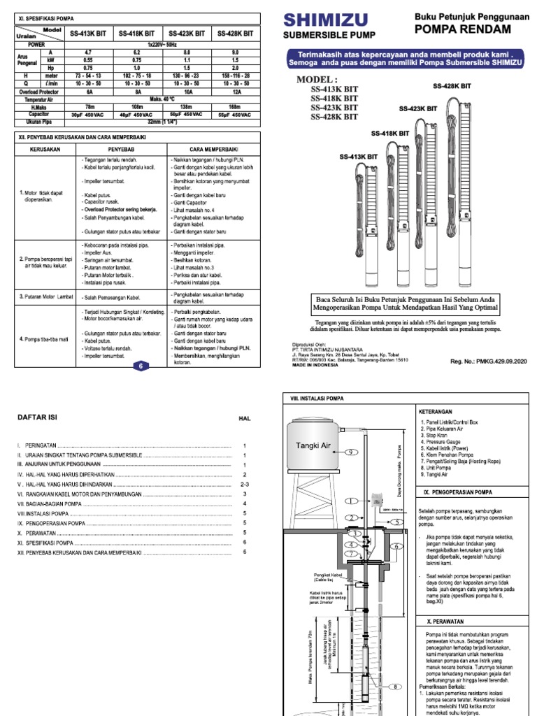 Spek Pompa Um - Ss-423k-Bit | PDF