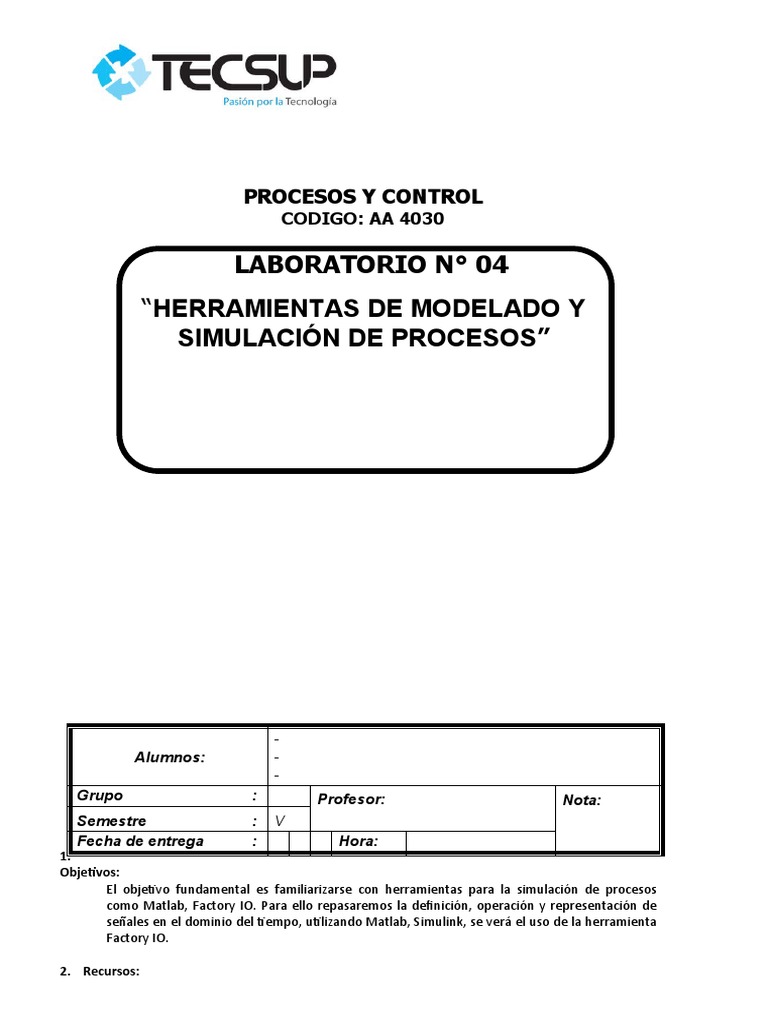Laboratorio 04 - Herramientas de Modelado y Simulación Avance | PDF | Matlab | Simulación