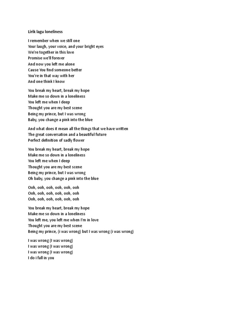 Heartbreak and Loneliness Lyrics | PDF