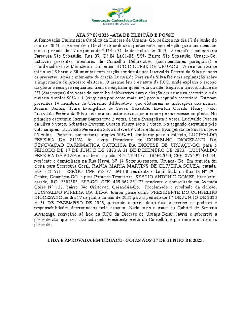Ata #02-2023 - Leitura e Aprovação Da Ata de Eleição-5 | PDF