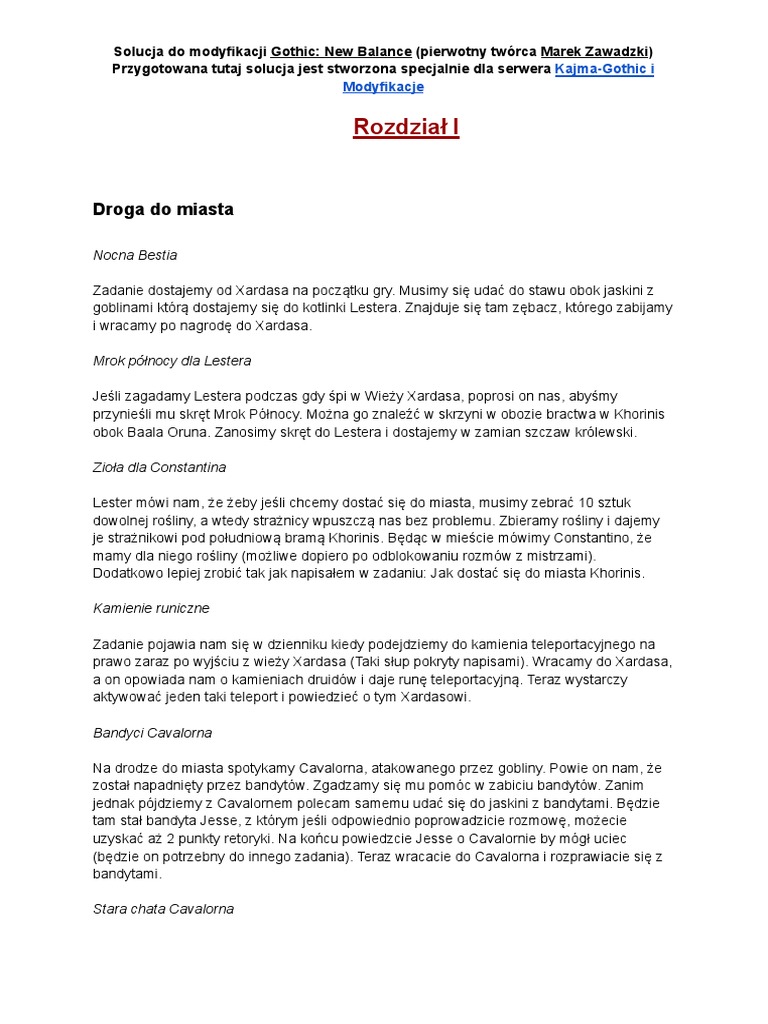 Solucja Gothic: New Balance | PDF