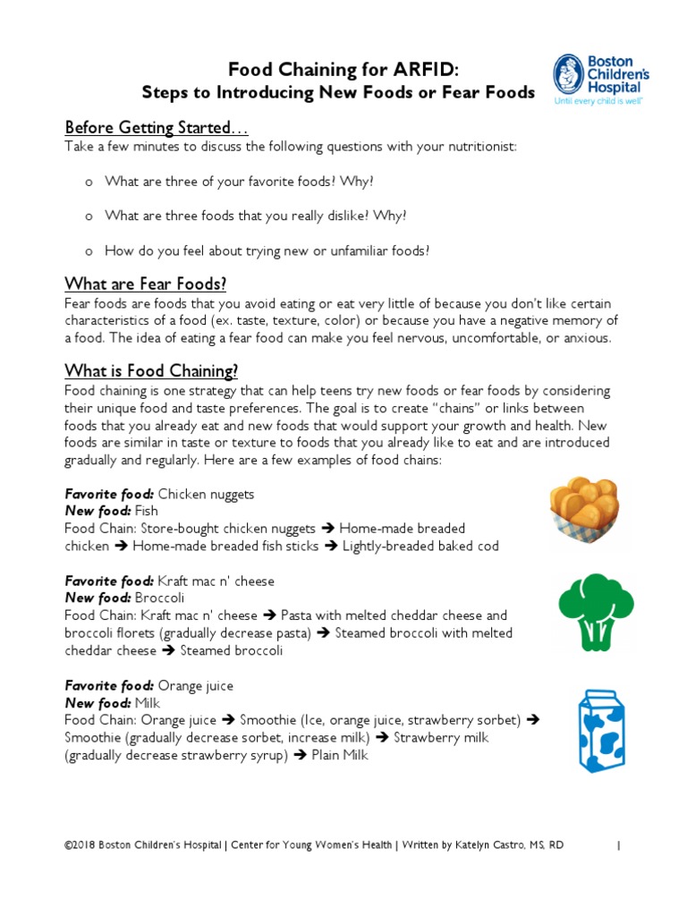 Food Chaining For ARFID | PDF | Butter | Taste