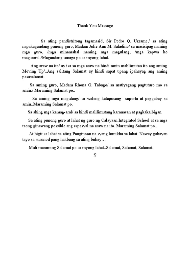 Mensahe ng pasasalamat | PDF