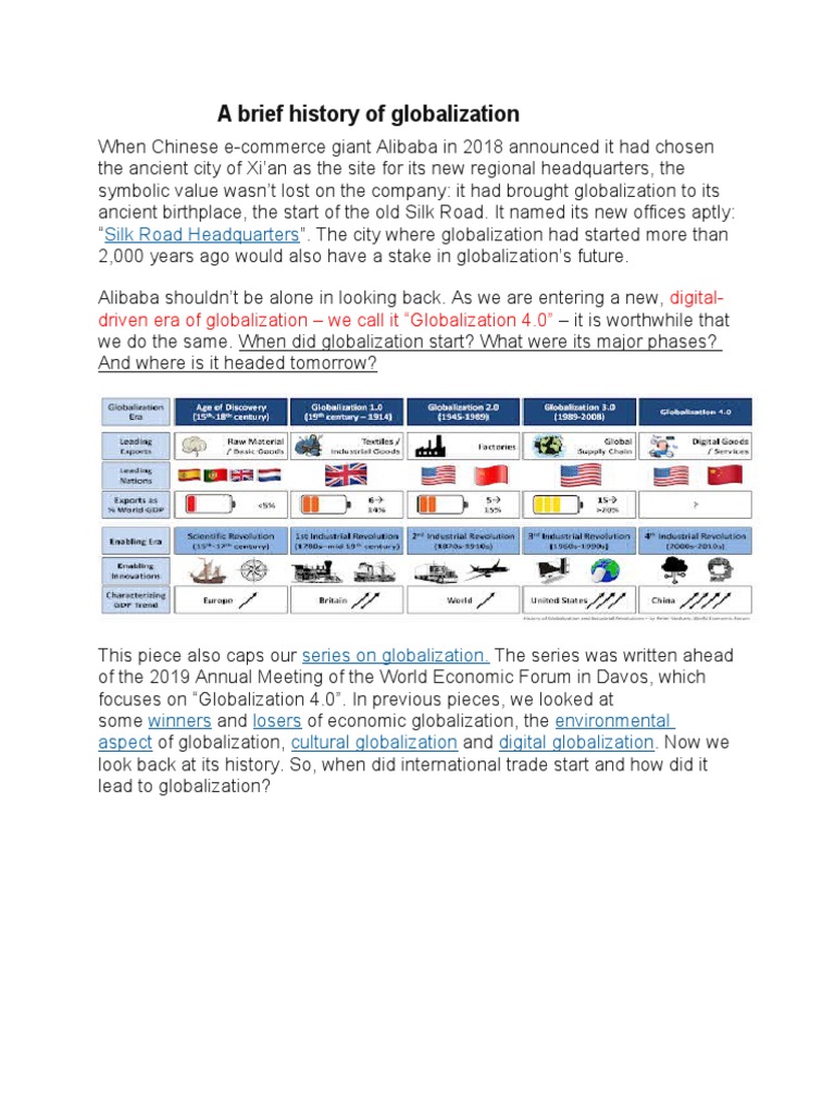 A Brief History of Globalization | PDF | Globalization | Age Of Discovery