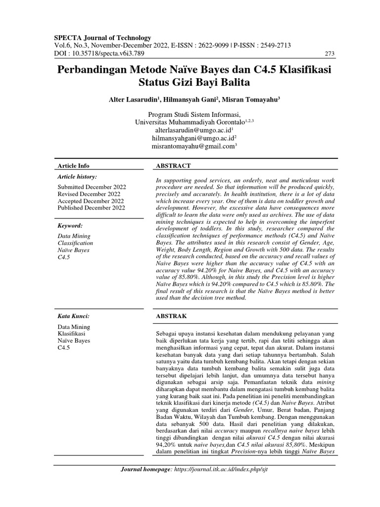 3.Perbandingan+Metode+Naïve+Bayes+dan+C4.5+Klasifikasi+Status+Gizi+Bayi+Balita | PDF | Accuracy ...