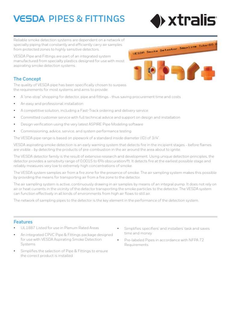 11 VESDA Pipes and Fittings TDS AQ IE Lores | PDF | Pipe (Fluid ...