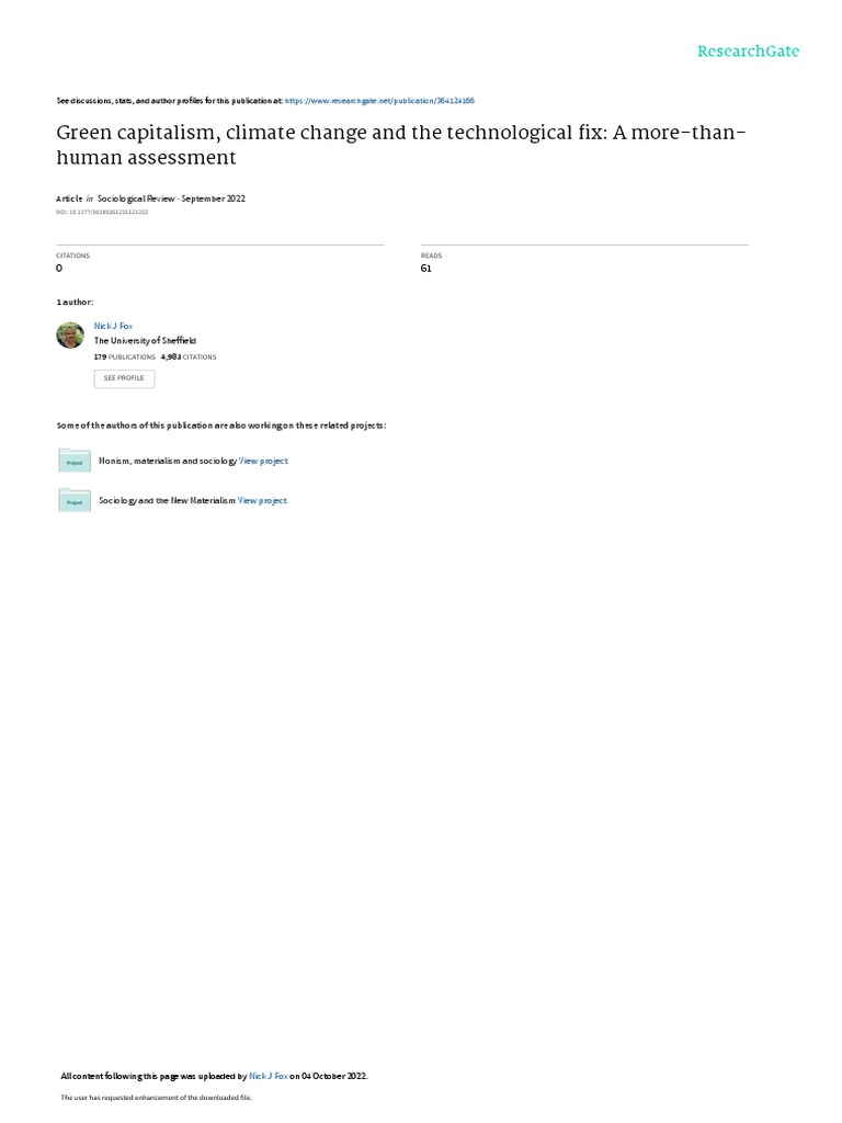 Green Capitalism Accepted 180722 | PDF | Capitalism | Climate Change