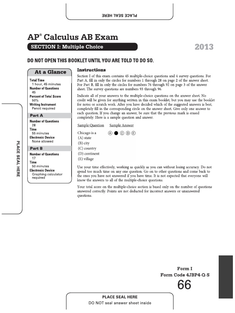 AP Calculus AB Mock 1 (2013 PT) | PDF