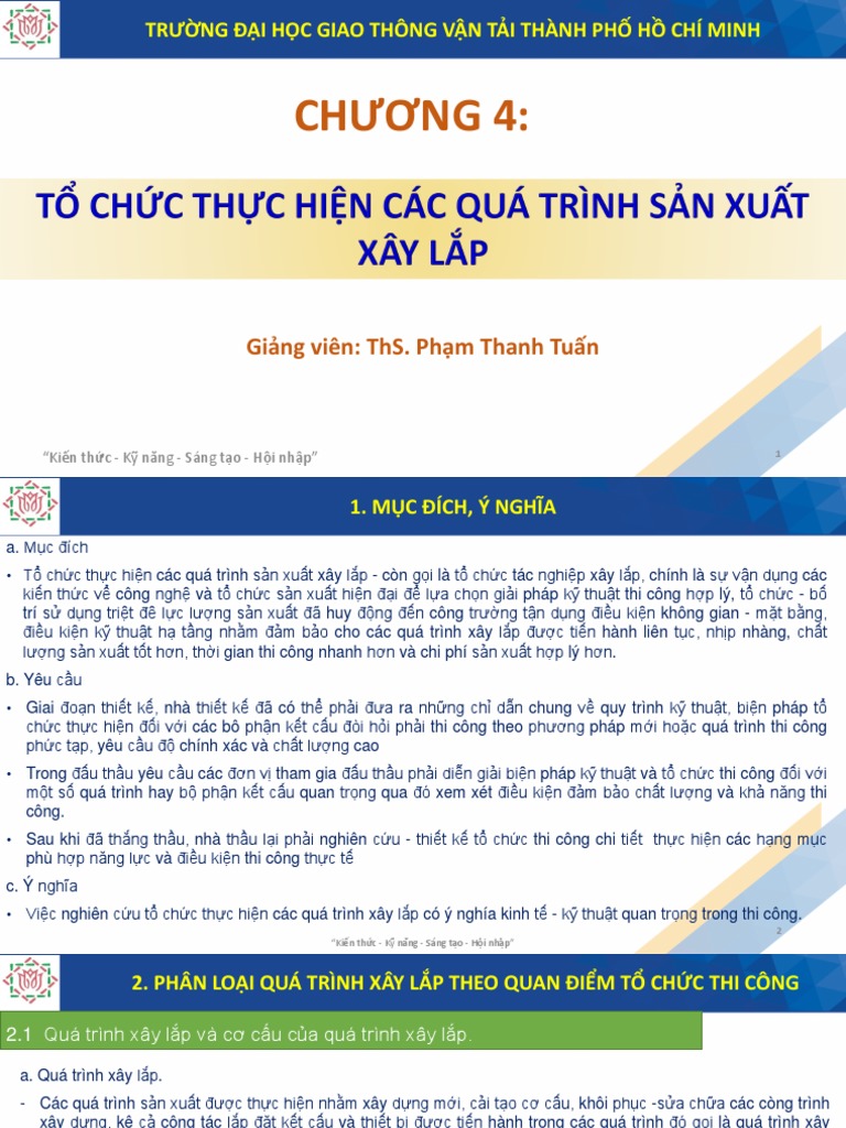 Bài Gi NG Qu N Lý Và T CH C Thi Công Chương 4 | PDF