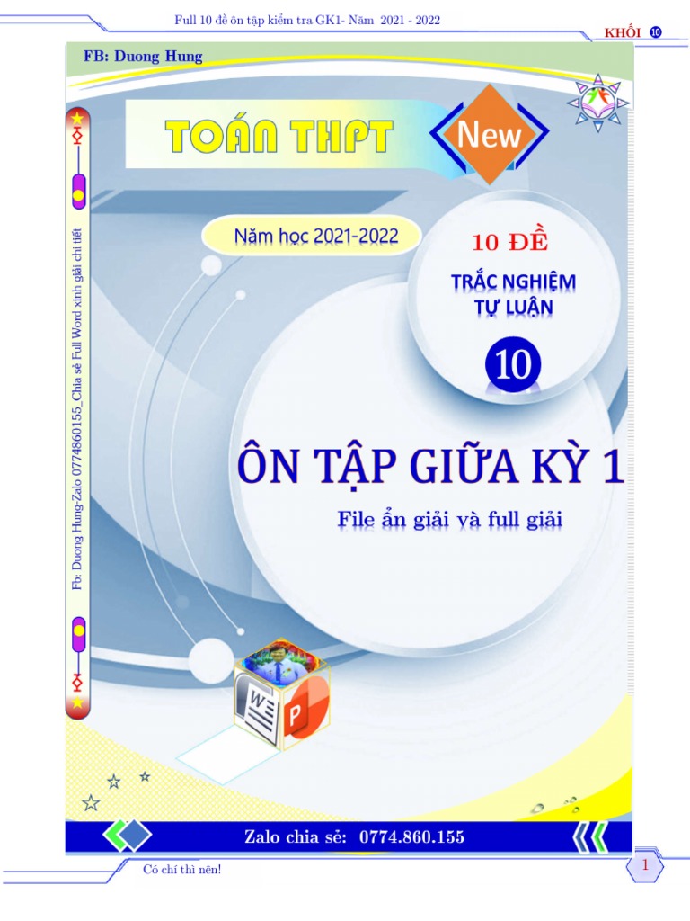Tuyen Tap 10 de On Tap Kiem Tra Giua Hoc Ki 1 Mon Toan 10 Nam Hoc 2021 2022 | PDF
