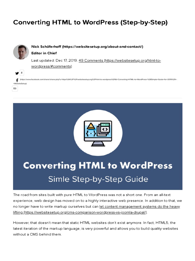 Converting HTML to WordPress (Simple Guide for 2019) - WebsiteSetup ...