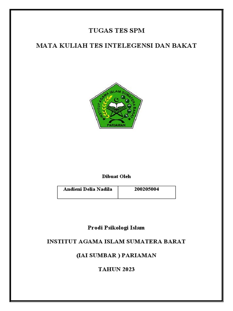 Panduan dan Instruksi Tes SPM | PDF