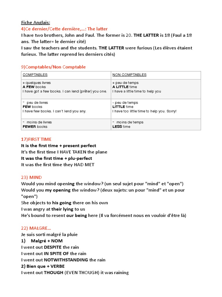 Fiche Anglais | PDF | Language Mechanics | Linguistics