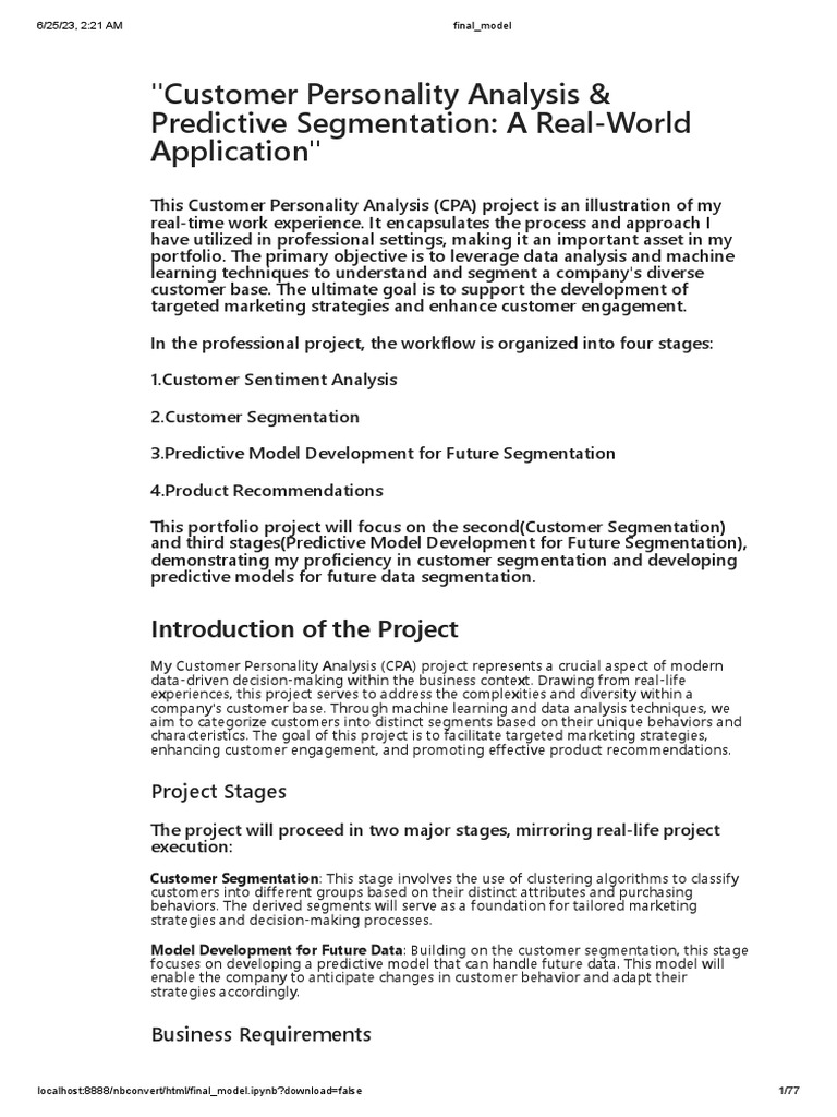 Customer Personality Analysis & Predictive Segmentation | Download Free PDF | Market ...