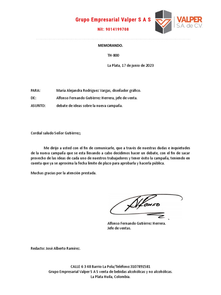 memorando semibloque | PDF