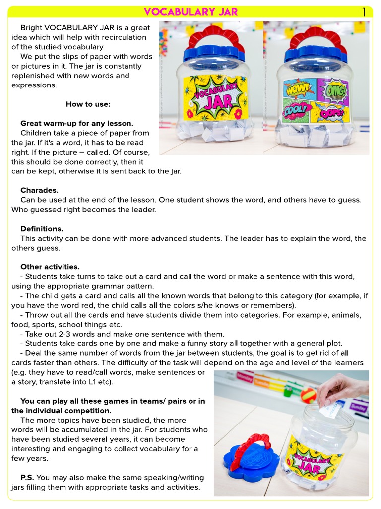 Vocabulary Jar LanguageStuff | PDF