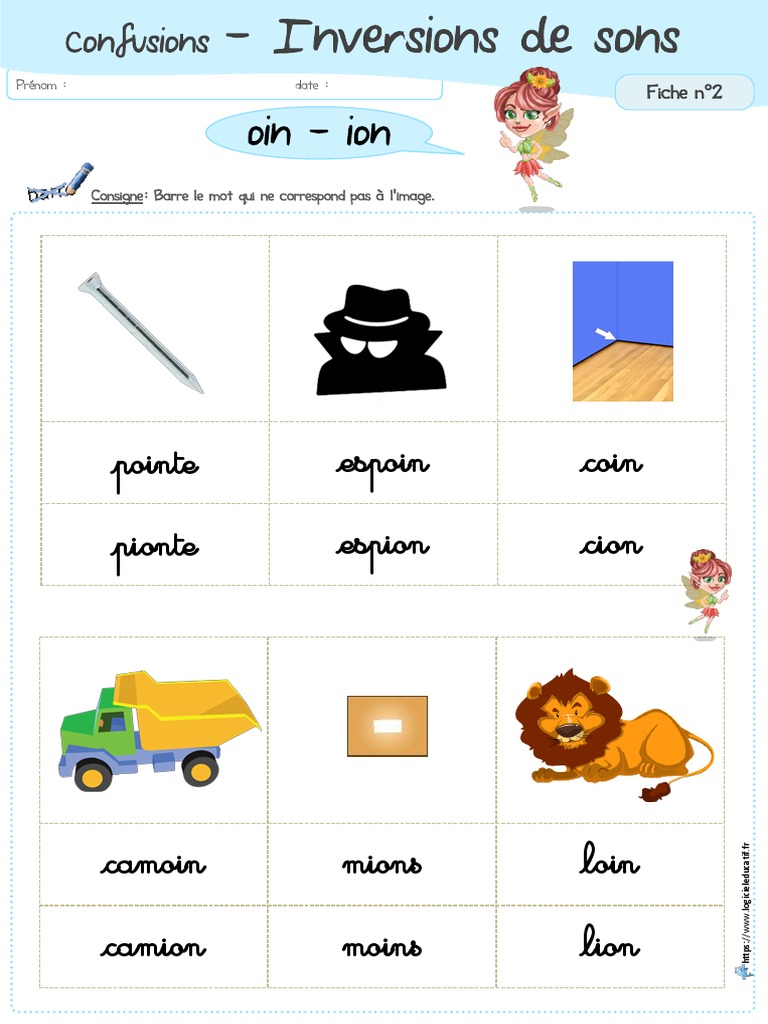 Exercices de Confusion de Sons Oin/Ion | PDF