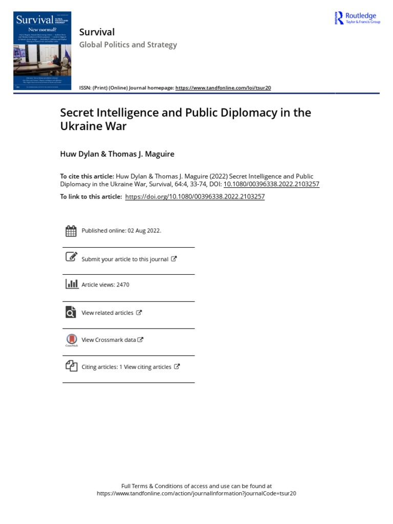 Secret Intelligence and Public Diplomacy in The Ukraine War | PDF ...