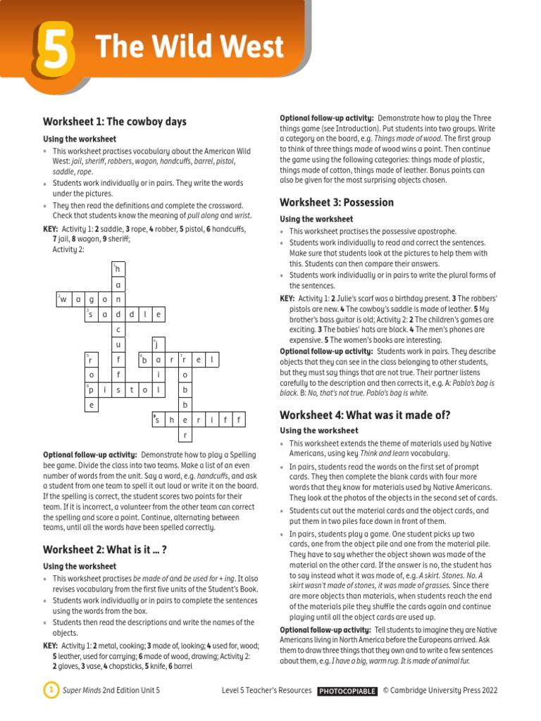 SM2ed Teacher's Resources Worksheet F L5 U5 | PDF