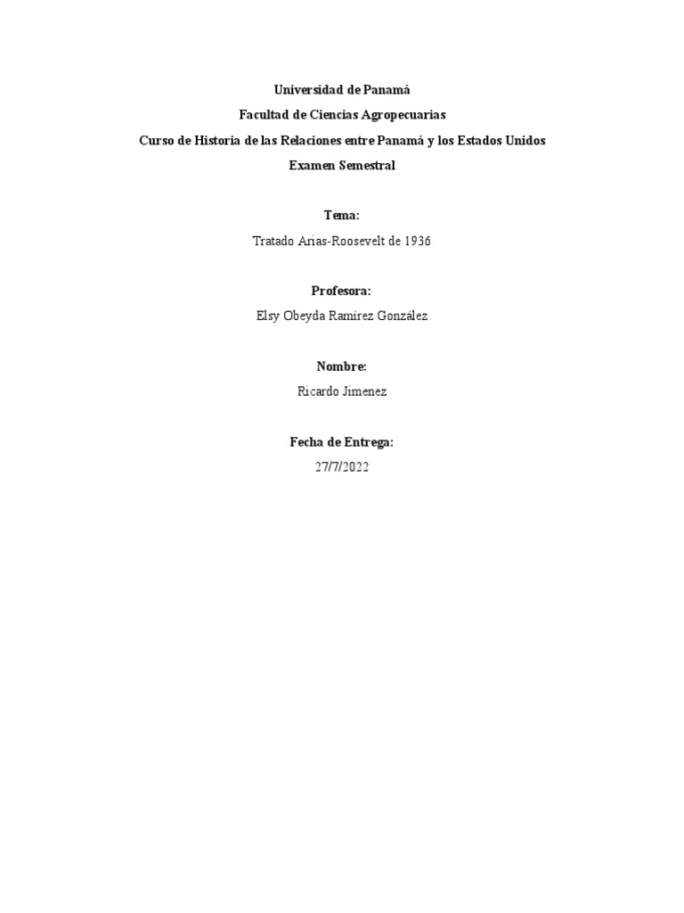 Examen Semestral Hist | PDF | canal de Panama | Panamá