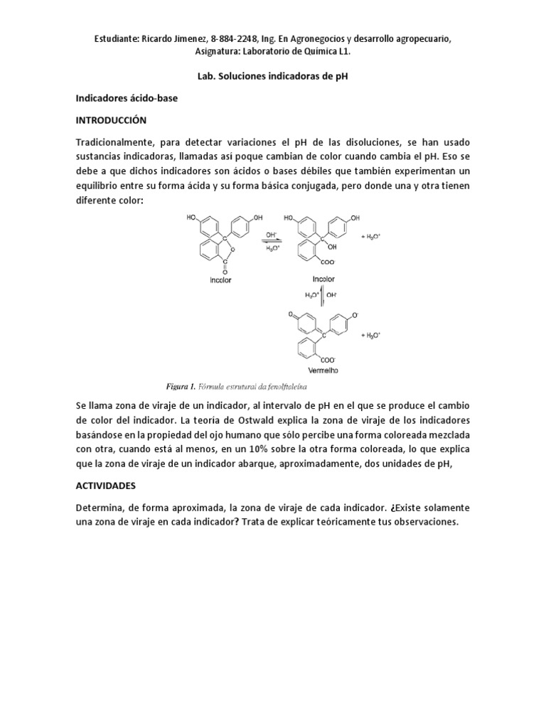 Lab. Soluciones Indicadoras de PH PDF | Descargar gratis PDF | Ph | Color