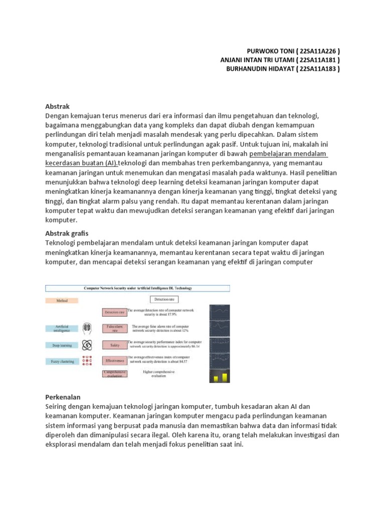 Teknologi Pembelajaran Mendalam Deteksi Keamanan Jaringan Komputer Berdasarkan Kecerdasan Buatan ...