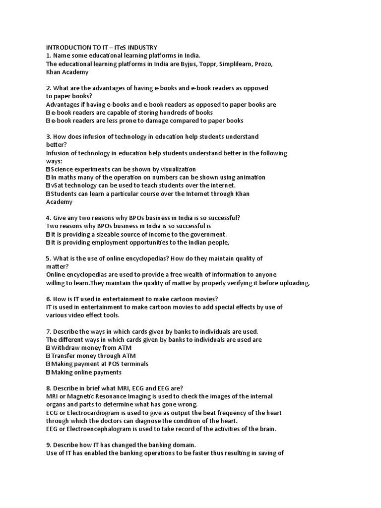 Introduction To It | PDF | Outsourcing | Banks & Banking