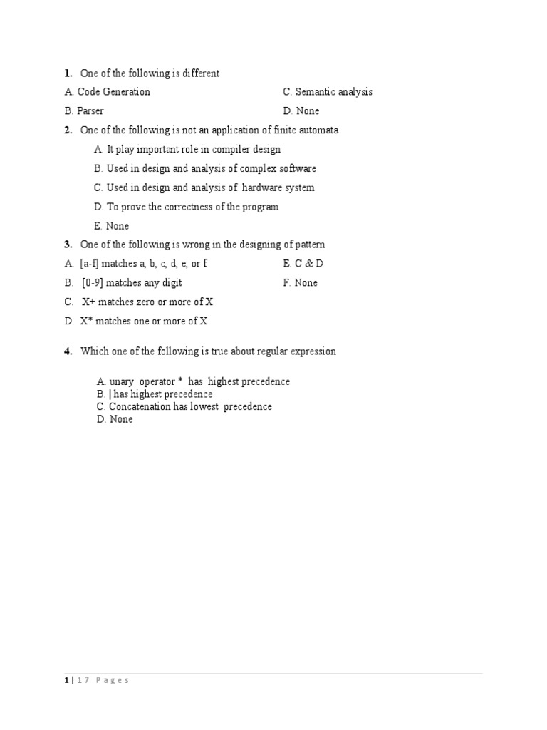 Compiler Exam Sample Questions | PDF | Parsing | Compiler