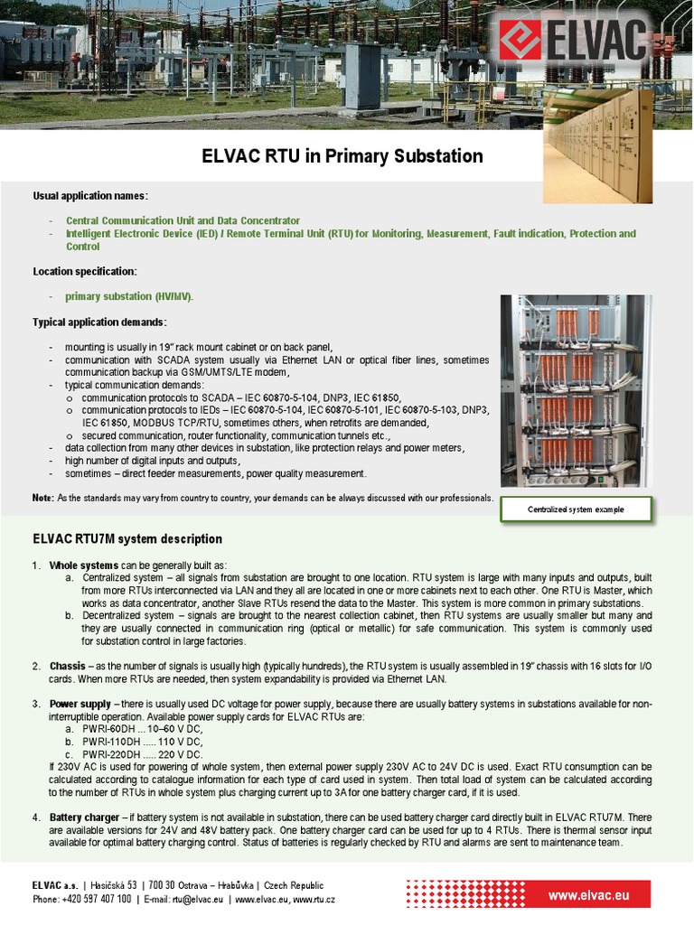 1_ELVAC_RTU_in_Primary_Substation | PDF | Power Supply | Computer ...
