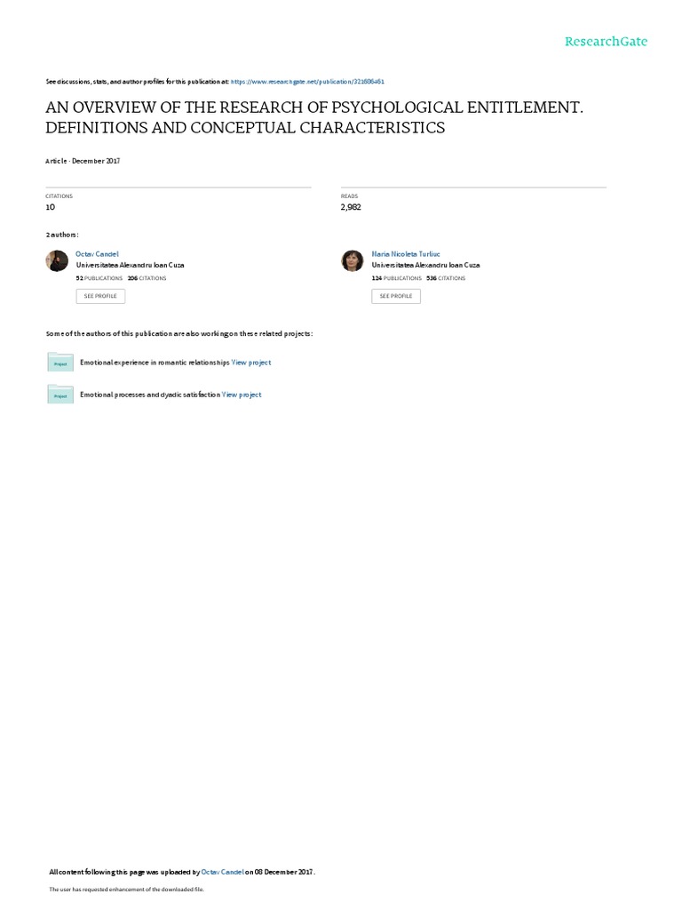 Understanding Psychological Entitlement | PDF | Narcissism | Attachment ...