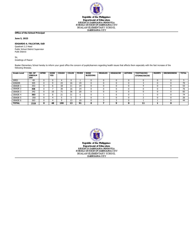 Boalan Es Health Condition 2023 Final | PDF | Clinical Medicine ...