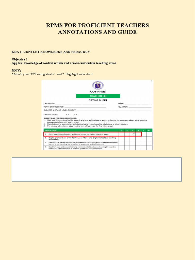 Rpms Annotations Proficient | PDF | Learning | Teachers